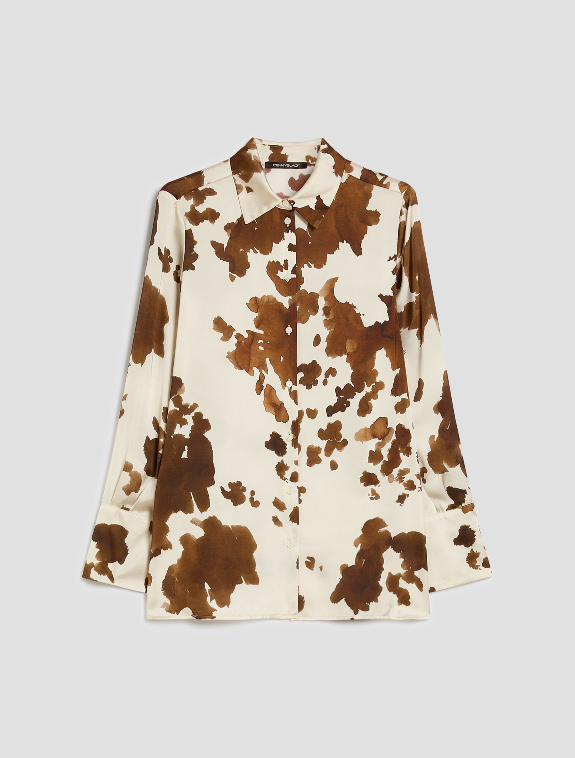 Fluid satin shirt, ivory | Pennyblack