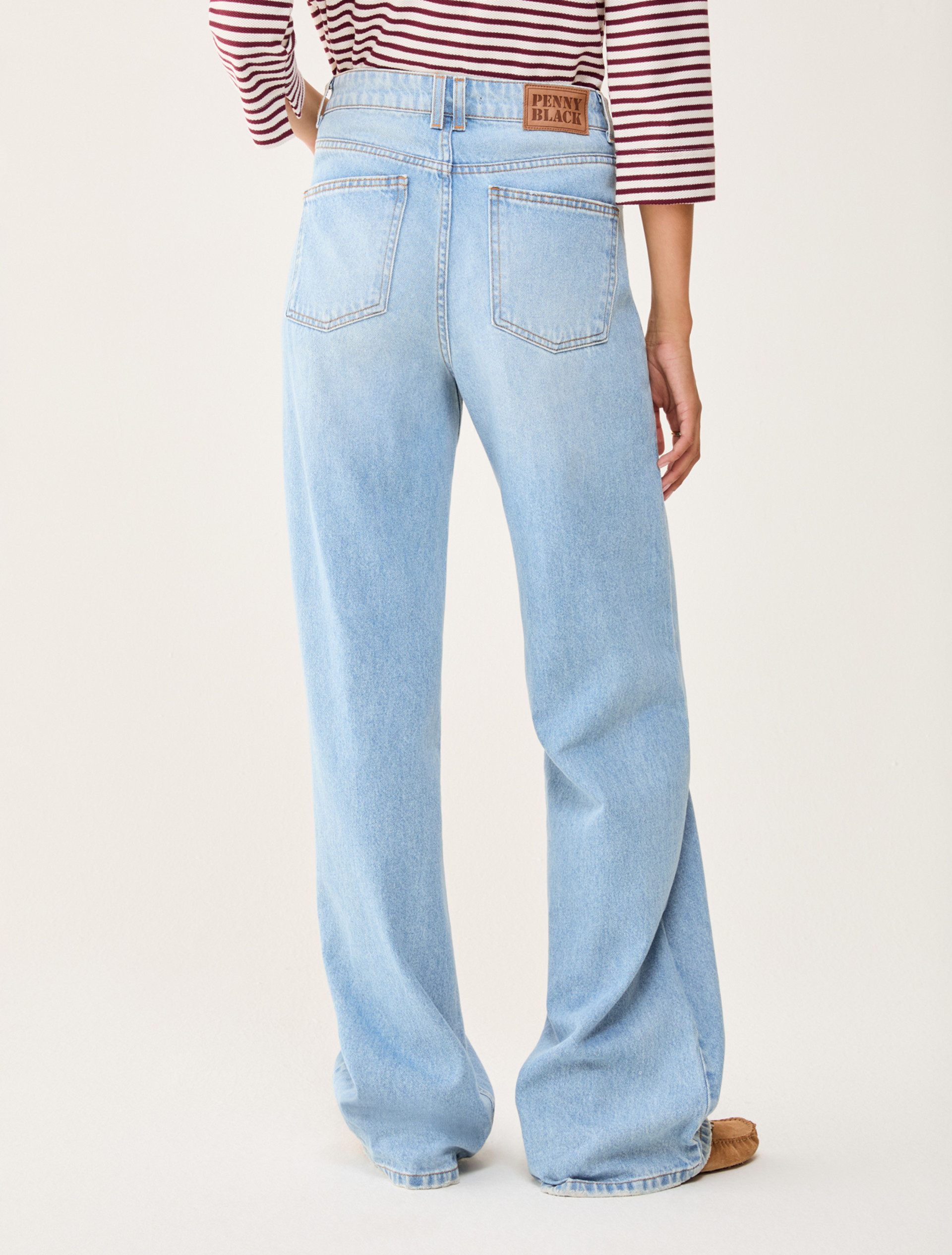 Puddle-cut jeans in faded denim, blue jeans | Pennyblack